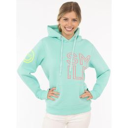 Zwillingsherz Damen Hoodie &raquo;"Alissa 2.0"&laquo;, mit SMILE Stickerei vorne und hinten gr&uuml;n XXL
