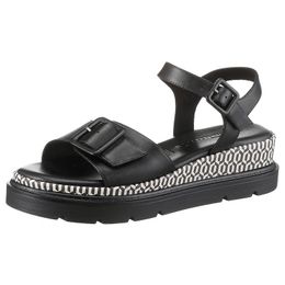 Tamaris Damen Keilsandalette , Riemchensandale, Sommerschuh mit Muster am Plateau schwarz 40