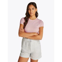 Tommy Jeans Damen &raquo;TJW SLIM C-NECK TEE&laquo; mit Logo-Stickerei rosa XS (34)