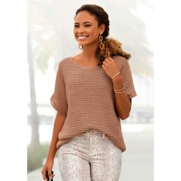 Lascana in luftigem Ajourstrick, Strickpullover, sommerlich braun 32/34 Pullover