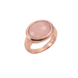 JAMELLI Damen Fingerring &raquo;925 Silber ros&eacute; vergoldet mit Chalcedon&laquo; rosa