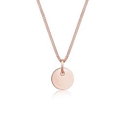 Elli Damen Kette mit Anh&auml;nger &raquo;Panzerkette mit Kreis Rund Pl&auml;ttchen 925 Silber&laquo; rosa