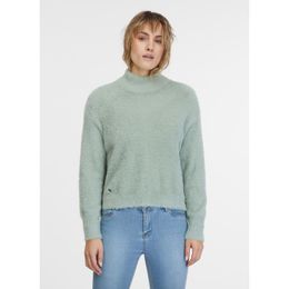 Ragwear Damen Stehkragenpullover &raquo;YESSIE&laquo; aus kuscheliger Pl&uuml;schqualit&auml;t gr&uuml;n L (40)