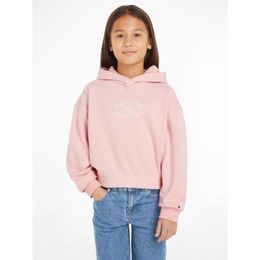 Tommy Hilfiger M&auml;dchen Kapuzensweatshirt &raquo;MONOTYPE FLOCK HOODIE&laquo;, Kinder bis 16 Jahre mit Logoschriftzug rosa 4 (104)