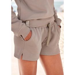 Lascana Damen Lascana Sweatshorts aus organischer Baumwolle, Loungewear grau 36/38, N-Gr