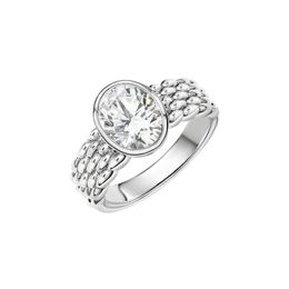 ZEEme Damen Fingerring &raquo;925/- Sterling Silber rhodiniert Zirkonia&laquo; wei&szlig;