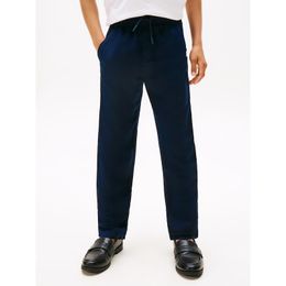 Tommy Hilfiger Jungen Webhose &raquo;LINEN VISCOSE PANT&laquo; mit Kordelzug, Logostickerei blau 7 (122), N-Gr