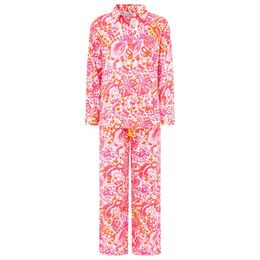 Zwillingsherz Damen Shirtbluse &raquo;"Happy Paisley"&laquo; Viskose Set mit pinkem Paisley Muster, lange Hose und Bluse rosa SM (S/M)