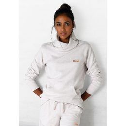 Bench. Loungewear Damen Longsweatshirt, mit Stehkragen in Layeroptik und K&auml;ngurutasche, Loungewear beige 32/34
