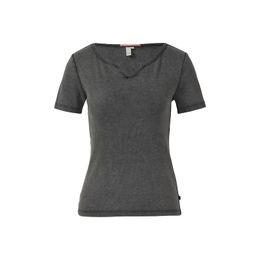Qs Damen QS T-Shirt in Ripp-Optik und mit Splitneck schwarz M