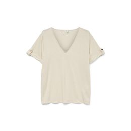 V&eacute;ro Moda Vero Moda Damen Kurzarmshirt &raquo;VMBAILEY S/S V-NECK T-SHIRT JRS BTQ GA&laquo; wei&szlig; XS