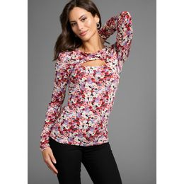 Laura Scott Damen Langarmshirt mit Twisteffekt im Ausschnitt bunt 44/46