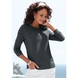 Vivance Damen Langarmshirt &raquo;mit modischem Ajour-Muster&laquo; aus weichem Baumwollstrick grau 36/38