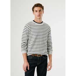 Pepe Jeans Herren Rundhalspullover &raquo;ANDRE STRIPES&laquo; mit Kaschmir-Anteil, gestreift grau XL