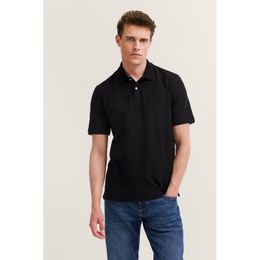 Bugatti Herren Bugatti Poloshirt &raquo;Basic Essential&laquo; Modern Fit Piqu&eacute; schwarz S