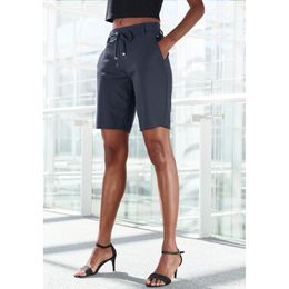 Lascana Damen Lascana Shorts mit G&uuml;rtelschlaufen und Bindeband, Loungewear blau 34, N-Gr
