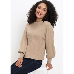 bonprix Damen bonprix Strickpullover &raquo;Oversize-Pullover aus Viskose-Mix&laquo; toller Viskose-Mix, mit modischen Ballon&auml;rmeln mit breiten B&uuml;ndchen 40/42 (M)