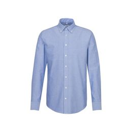 Seidensticker Herren Seidensticker Businesshemd &raquo;Regular&laquo; Regular Langarm Button-Down-Kragen Uni blau S38, normale &Auml;rmell&auml;ngen