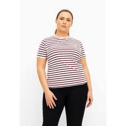 Only Carmakoma Damen Only CARMAKOMA Kurzarmshirt &raquo;CARNEW SOPH SS Y/D STRIPE JEANS TEE JRS&laquo; rot M