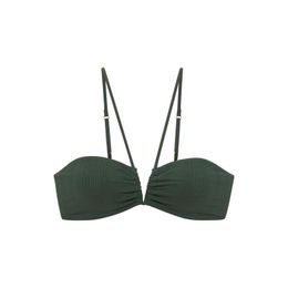 Copenhagen Studios Damen Bandeau-Bikini-Top &raquo;Nela&laquo; mit V-f&ouml;rmigem Cut-Out vorn gr&uuml;n 42, Cup C/D