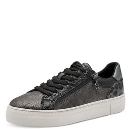 Tamaris Damen Plateausneaker , Freizeitschuh, Halbschuh, Schn&uuml;rer mit Bes&auml;tzen und Glitzerdetails silber 36