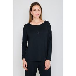 JOOP! Damen JOOP! Langarmshirt &raquo;Luxe&laquo; Langarm, Rundhalsausschnitt, Regular Fit, Cornflower-Logo schwarz 36