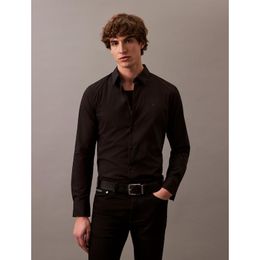 Calvin Klein Herren Langarmhemd &raquo;LONG SLEEVE SOLID STRETCH SLIM SHIRT&laquo; slim fit, in Unifarbe schwarz XL, N-Gr