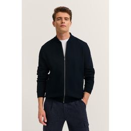 Bugatti Herren Bugatti Sweatjacke &raquo;Modern Fit&laquo; mit Collegekragen und Rei&szlig;verschluss blau L