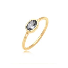 Elli Damen Verlobungsring &raquo;Oval Glas Kristalle Grau 925 Sterling Silber&laquo; gold