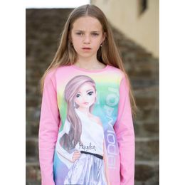 Top Model Topmodel M&auml;dchen TOPModel Langarmshirt &raquo;&laquo; mit extra gro&szlig;em Frontmotiv pink 128