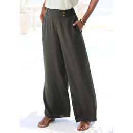 Lascana Damen Lascana Palazzohose mit Taschen, Sommerhose, Wide-Leg gr&uuml;n 38, N-Gr
