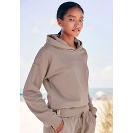 Lascana Damen Lascana Hoodie, aus organischer Baumwolle, Loungewear braun 36/38