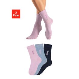 Bench. Damen Basicsocken Packung, 3 Stk. tlg. mit Bench Logo Stickerei bunt 35-38