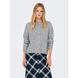 Only Damen Only Strickjacke &raquo;ONLSIMONI L/S O-NECK CARDIGAN KNT NOOS&laquo; Materialmix, relaxed fit grau XS