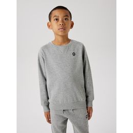 name it Jungen Sweatshirt &raquo;NKMVIMO f&uuml;r Jungen mit B&uuml;ndchen und klassischer Form&laquo;, unifarben, casual, regular fit, Baumwollmischung, Rundhals grau 116