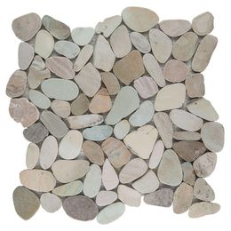 Wellker Natursteinmosaik Flusskiesel Toscana Mix Flach geschliffen 30x30 cm Mosaikfliesen, 1 Pack g&uuml;nstig