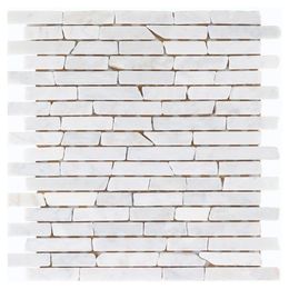 Wellker Natursteinmosaik Arauca Marmor Carrara White getrommelt 30,5x30,5 cm Mosaikfliesen, 1 Pack g&uuml;nstig