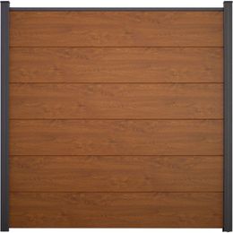 GroJa BasicLine PVC-Steckzaun Sichtschutzzaun Golden Oak Sichtschutz Lamellenzaun g&uuml;nstig