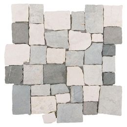 Wellker Natursteinmosaik Multiformat Marmor Ilo Creme Grey Black 30x30 cm Mosaikfliesen, 1 Pack g&uuml;nstig