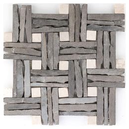 Wellker Natursteinmosaik Multiformat Slate Black Marble Beige 30x30 cm Mosaikfliesen, 1 Pack g&uuml;nstig