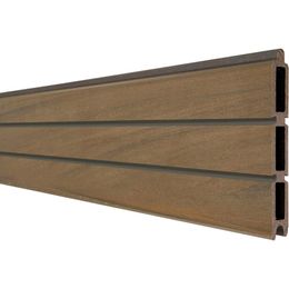 GroJa Solid Rhombus BPC-Steckzaun Sichtschutzzaun Teak co-extrudiert, Einzelprofil Sichtschutz Steckzaun Rhombuszaun g&uuml;nstig