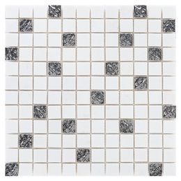Wellker Kombimosaik Naturstein Metall Arequipa Silver 30x30 cm Mosaikfliesen 8 mm, 1 Pack g&uuml;nstig