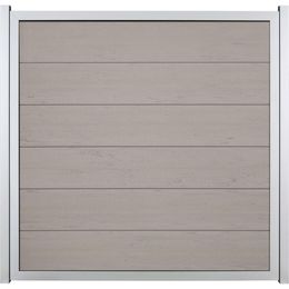 GroJa Viento Sichtschutzzaun Bi-Color Sand mit Alu-Rahmen EV1 silber Sichtschutz Lamellenzaun, 180 cm