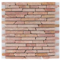 Wellker Natursteinmosaik Arauca Red Travertino getrommelt 30,5x30,5 cm Mosaikfliesen, 1 Pack g&uuml;nstig