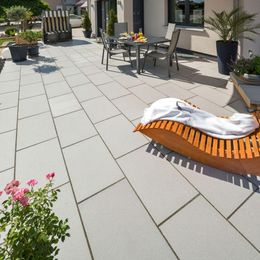 KANN Terrassenplatte Madison silver-white geschliffen & kugelgestrahlt, 60x40x3,6 cm