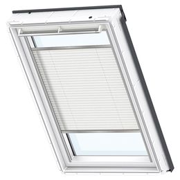 Velux Plissee Uni Wei&szlig; 1016 Faltstore, MK12, Aluminiumschiene,Elektro,GGU,Velux