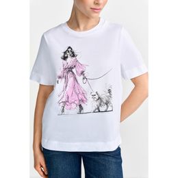Richroyal Damen RICHROYAL T-Shirt mit gro&szlig;em Frontmotiv mit Glitzersteinchen, aus reiner Baumwolle M