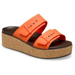 Crocs Damen Keilpantolette &raquo;Brooklyn Cork Buckle&laquo; , Keilsandale, Plateausandale mit LiteRide Schaumfu&szlig;bett orange 41