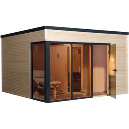 Weka Design-Saunahaus CUBILIS Sparset natur, mit 7,5 kW OS Klassikofen
