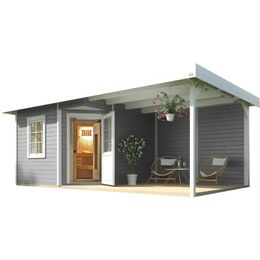 Weka Saunahaus SALO Sparset grau, mit 7,5 kW BioS Ofen